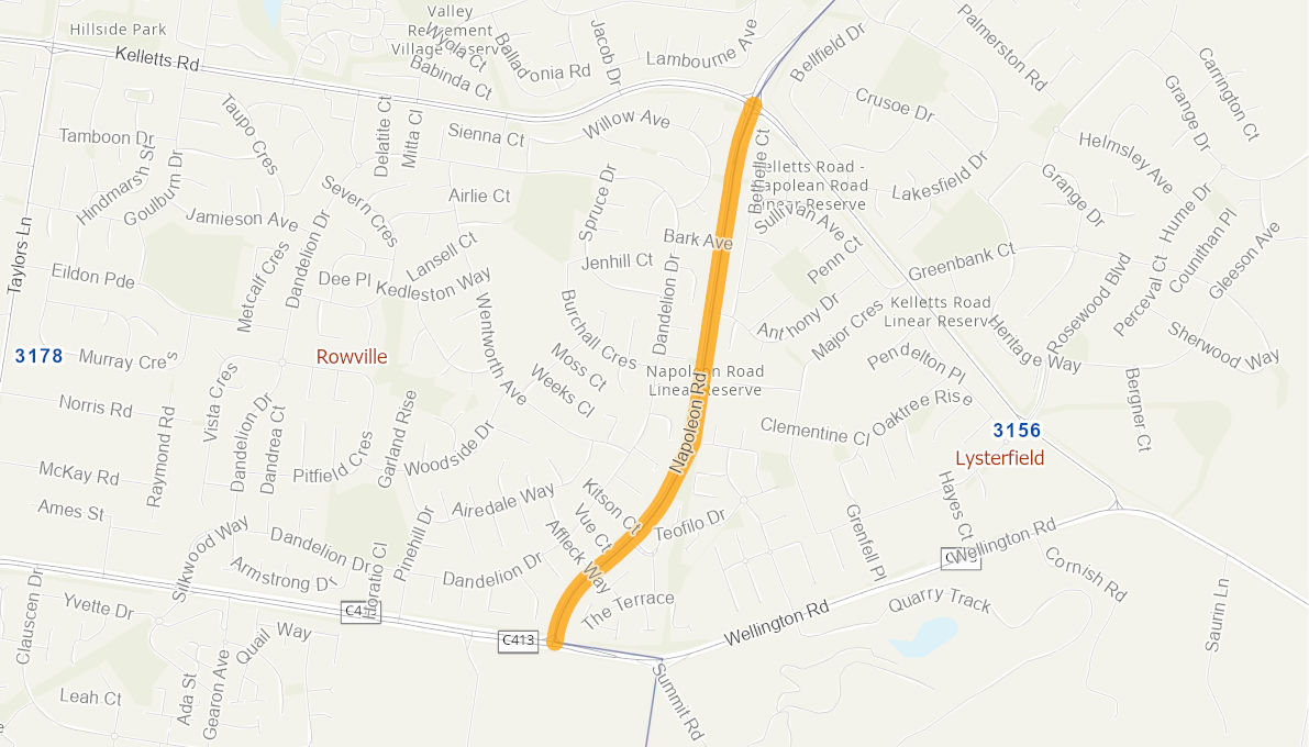 Napoleon Road - From Wellington Road to Kelletts Road - ROWVILLE ...