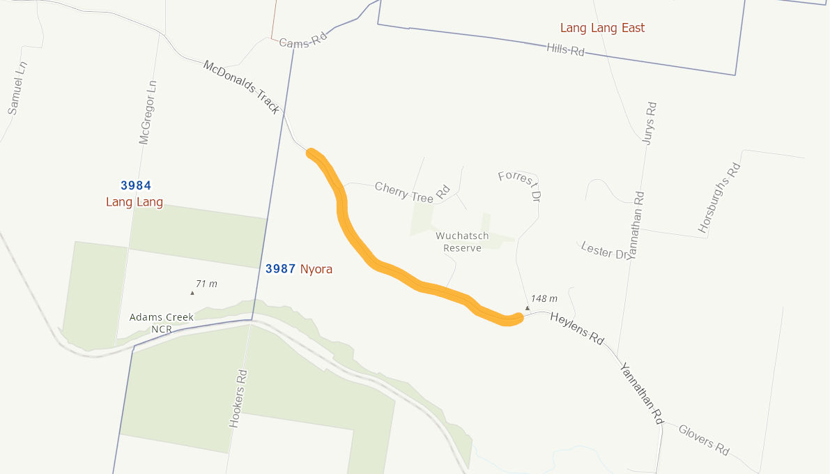 McDonalds Track - From North of Cherry Tree Road to Forrest Drive ...