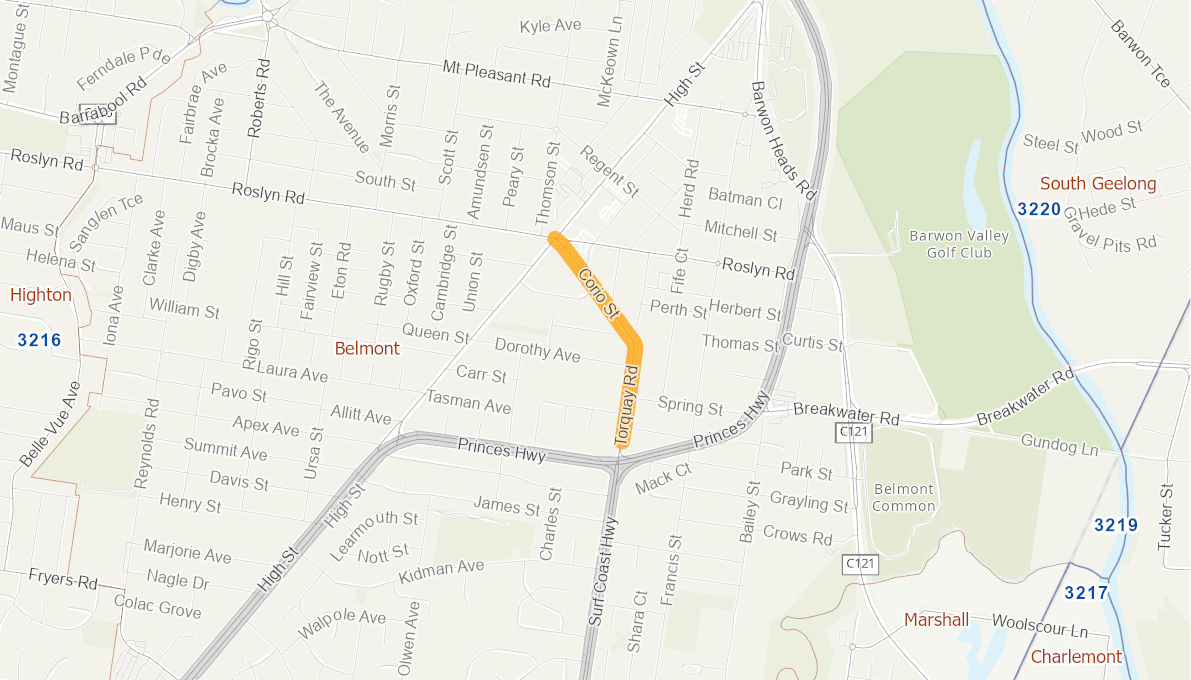 Corio Street - From High Street to Princes Highway - BELMONT - 051682 ...