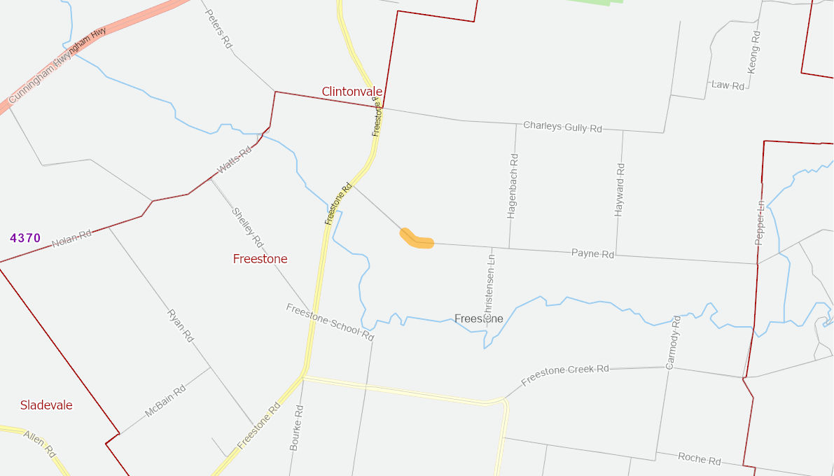 Payne Road - at curve between Freestone Road and Hagenbach Road ...