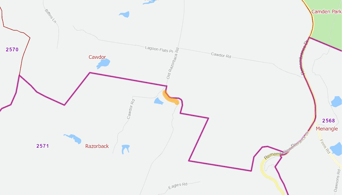 Old Razorback Road - from 0.37km to 0.85km south of Cawdor Road ...